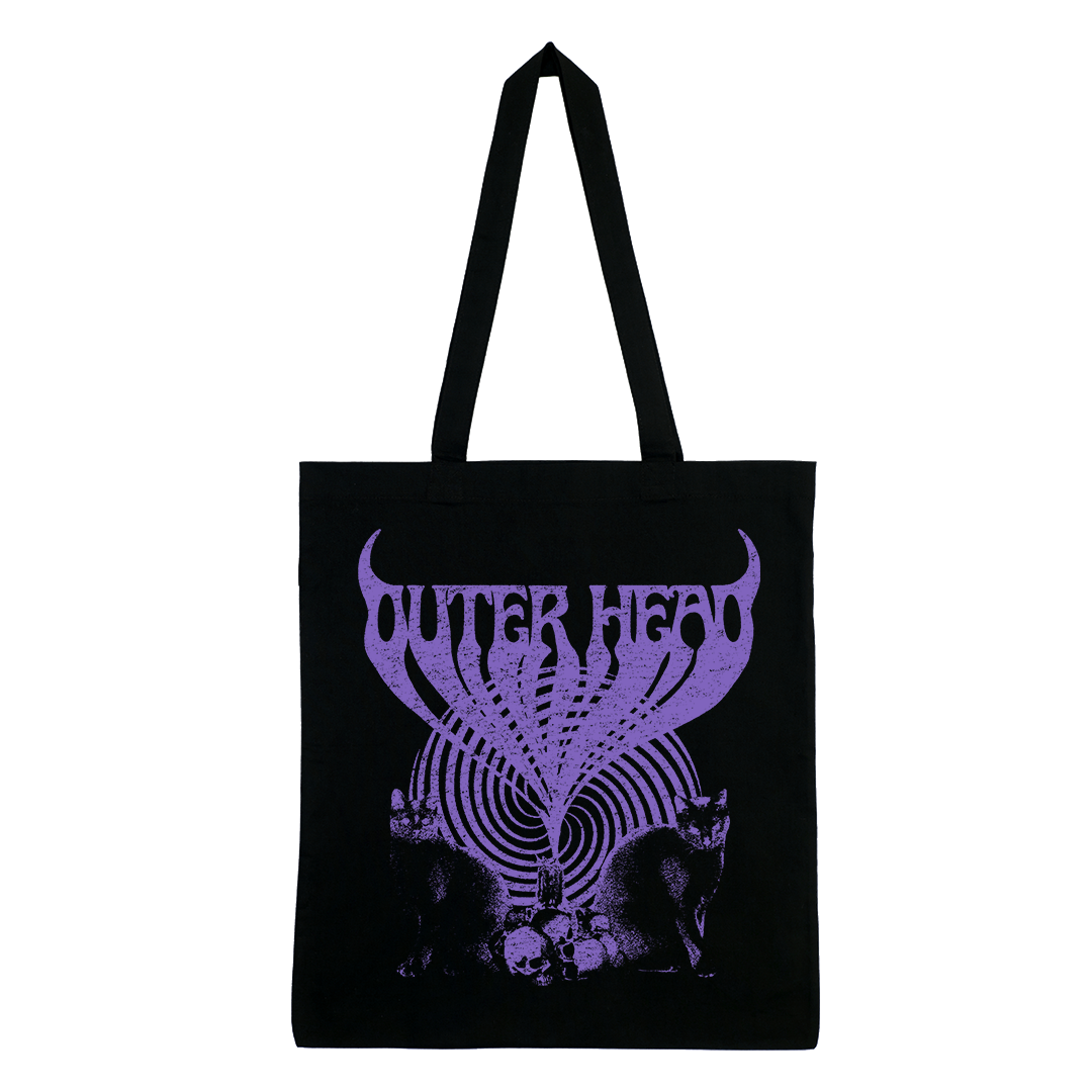 Outer Head - Catdemonium (Purple) Tote Bag - Black – Heavy Threads