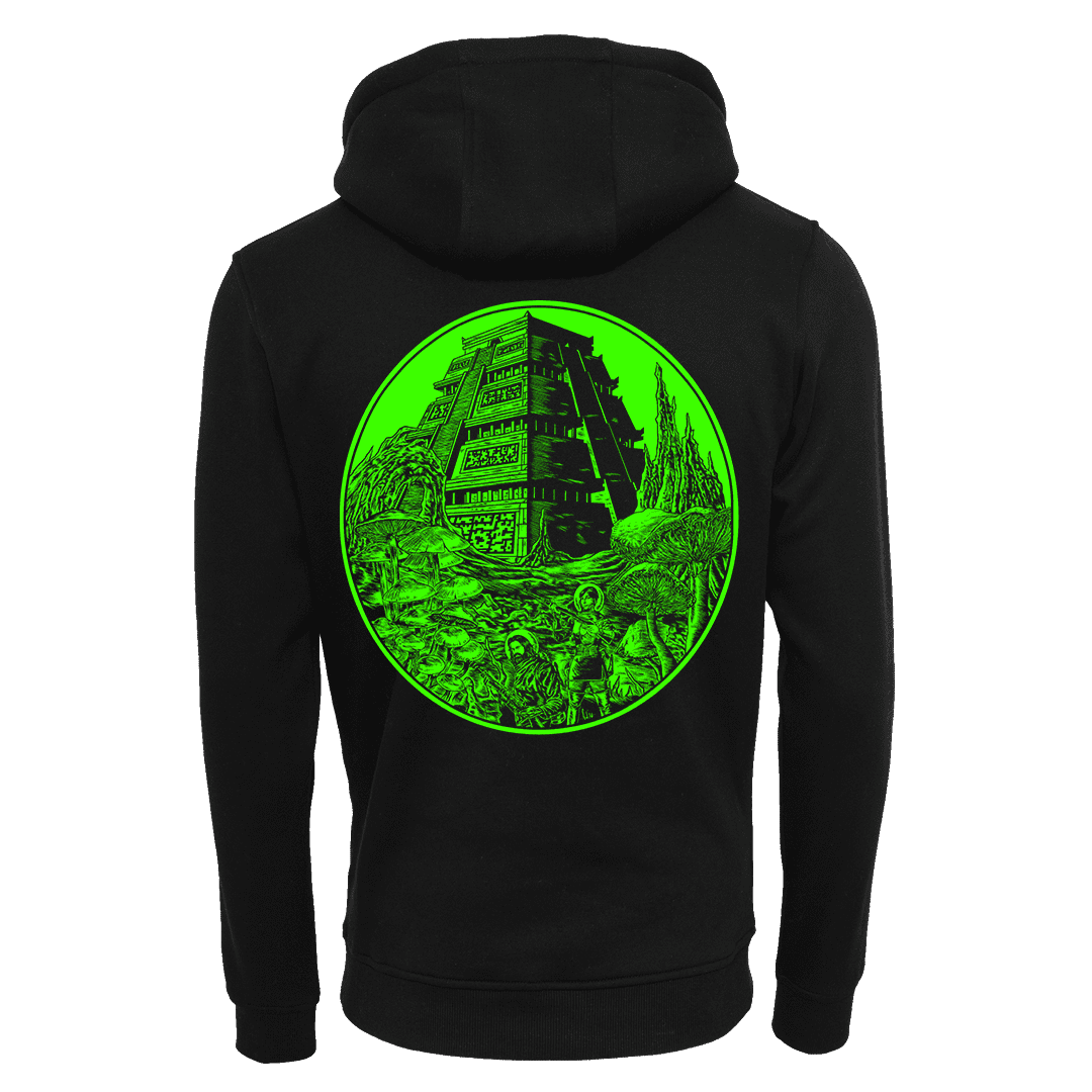 Amon Acid - Outerworlds Green Zip Hoodie - Black – Heavy Threads