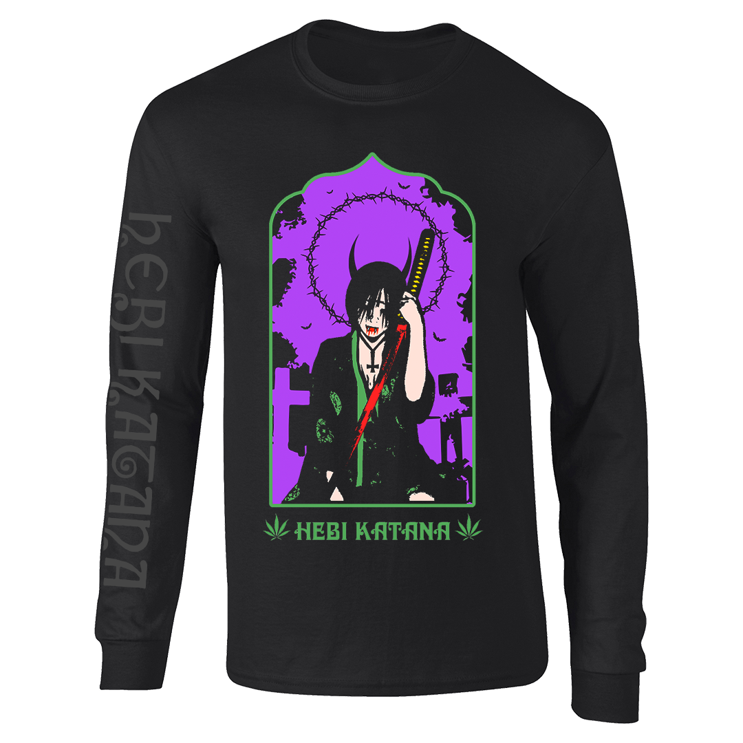 Hebi Katana - Sweet Leaf Samurai Longsleeve - Black – Heavy Threads