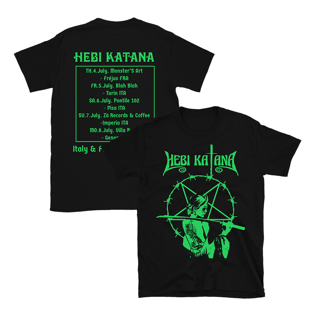 Hebi Katana - Italy & France 2024 Green Logo Tour T-Shirt - Black ...