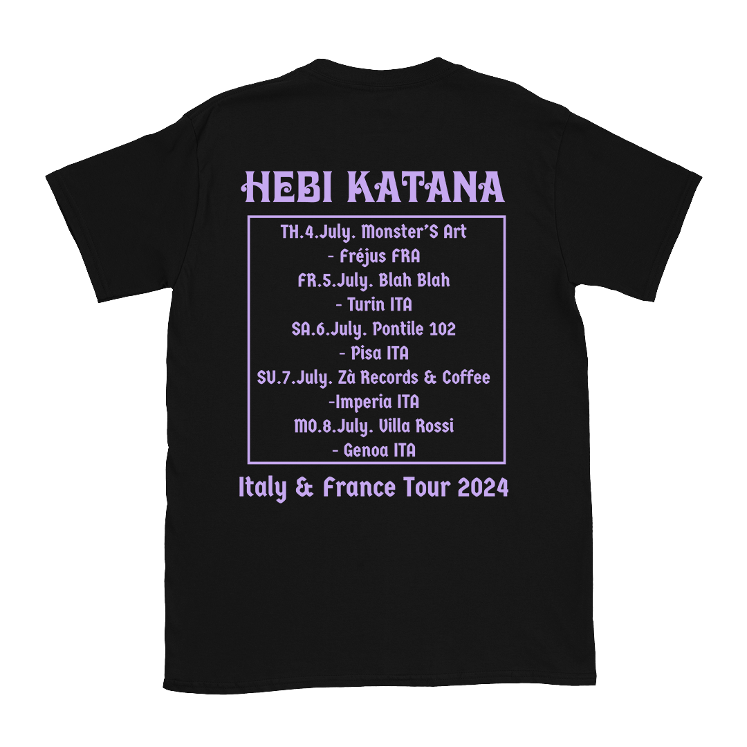 Hebi Katana - Italy & France 2024 Purple Logo Tour T-Shirt - Black ...