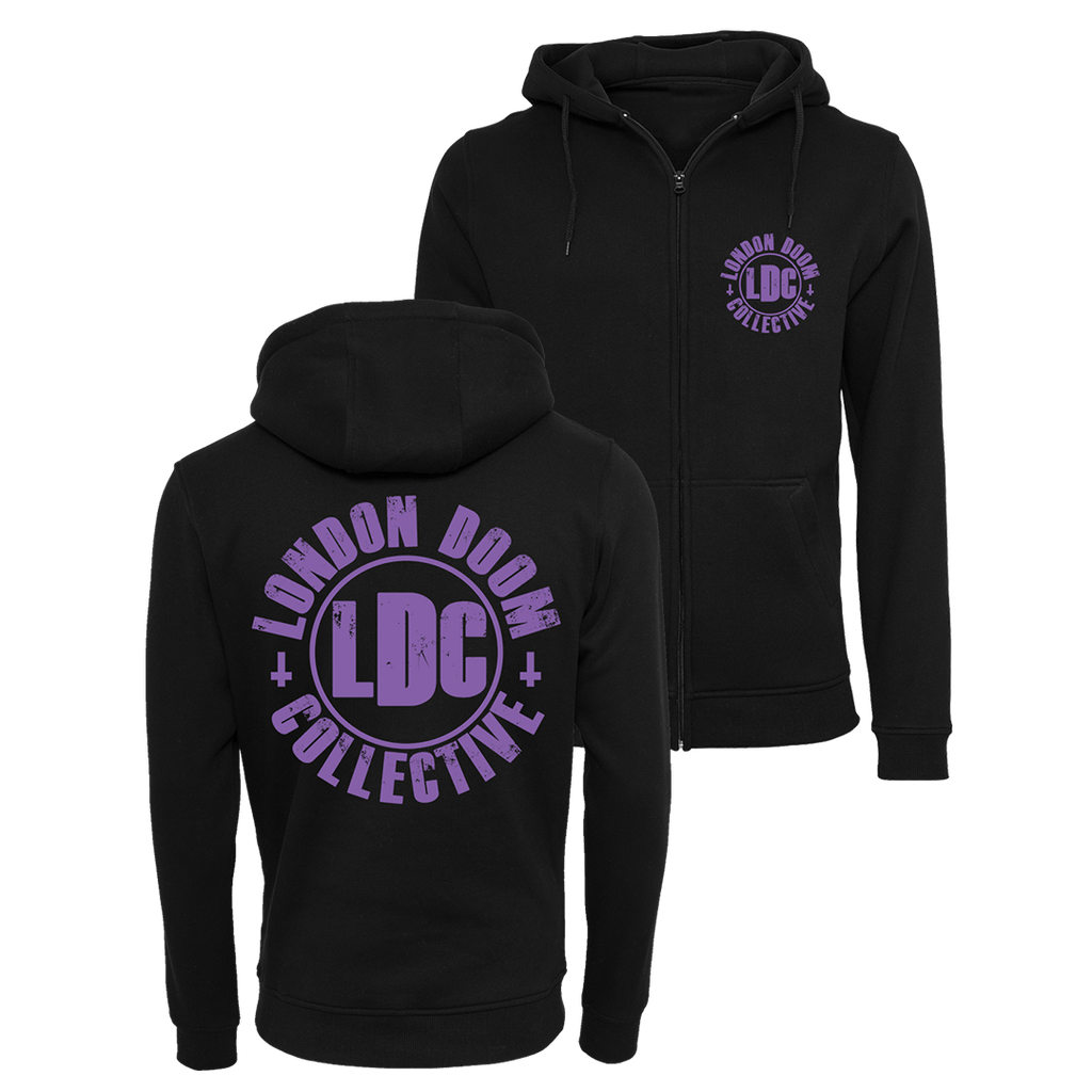 London Doom Collective - Purple Logo Zip Hoodie - Black – Heavy Threads