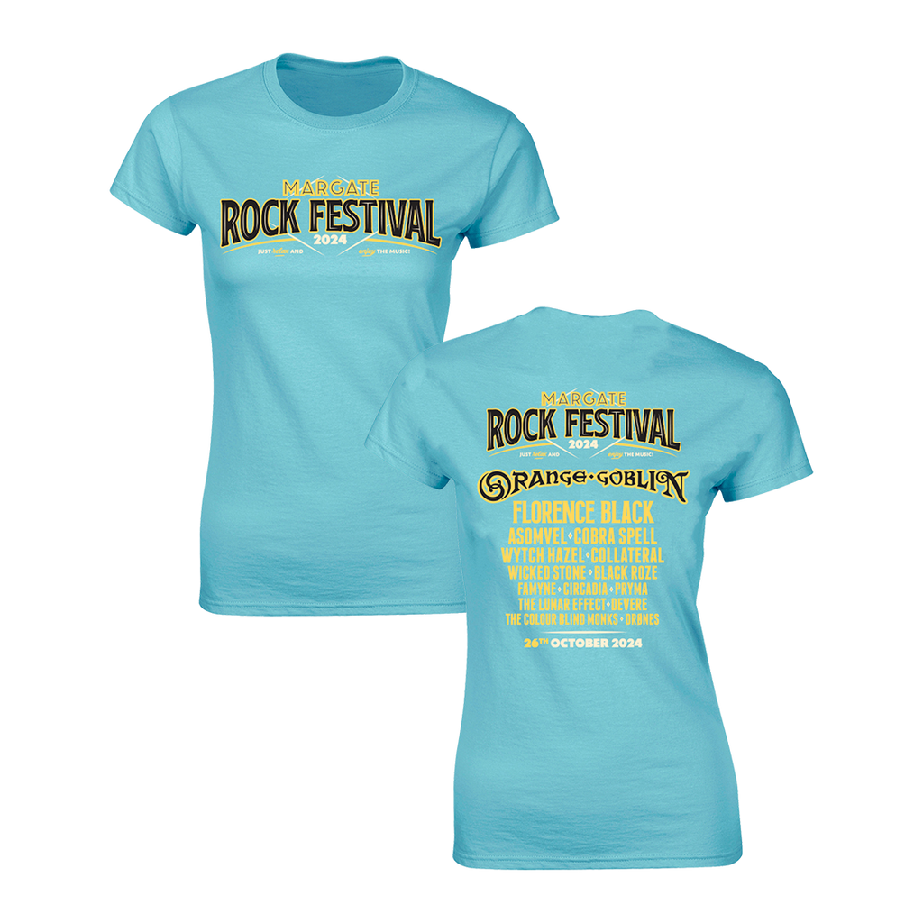 Margate Rock Festival 2024 Women's T-Shirt - Sky Blue – Heavy Threads