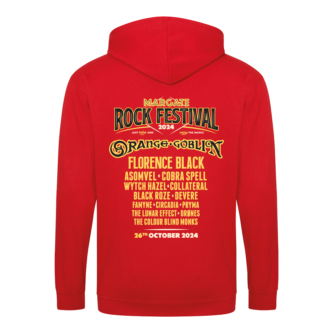 Margate Rock Festival 2024 Zip Hoodie - Red – Heavy Threads