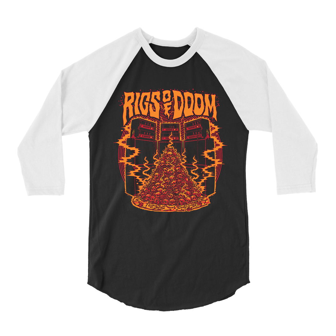 Rigs of Doom - Electric Skulls (Orange) Raglan - Black/White – Heavy ...