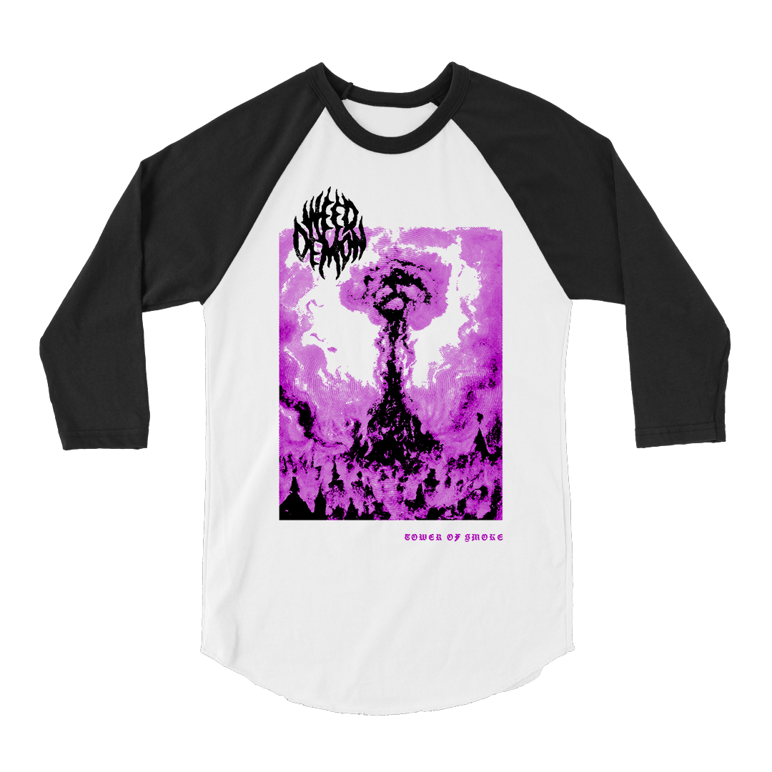 Weed Demon - Tower of Smoke Raglan - White/Black – Heavy Threads