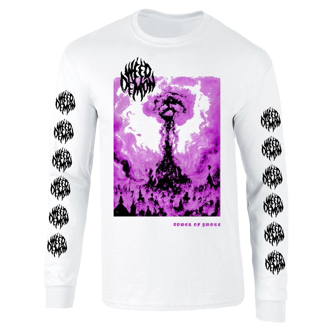 Weed Demon - Tower of Smoke Longsleeve - White – Heavy Threads